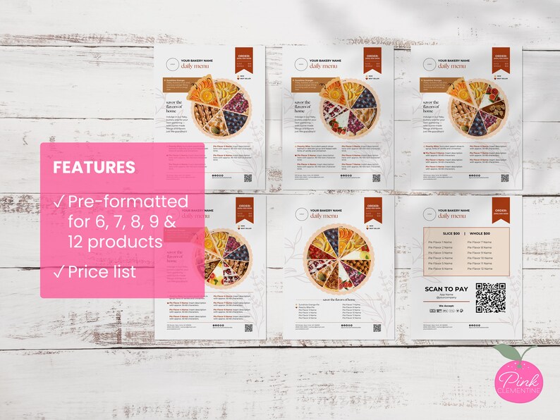 Editable Bakery Photo Menu for Pie, Cheesecake, Tart | Thanksgiving ...