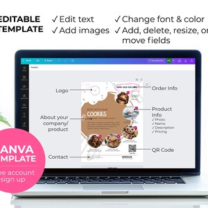Editable Bakery Photo Menu, Flyer, Ad for Gourmet Cookies ...