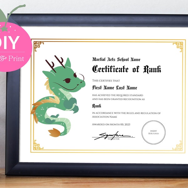 Certificate of Rank Template - Etsy