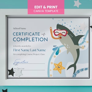 Editable Swimming Certificate of Completion for Summer Camp or Water ...