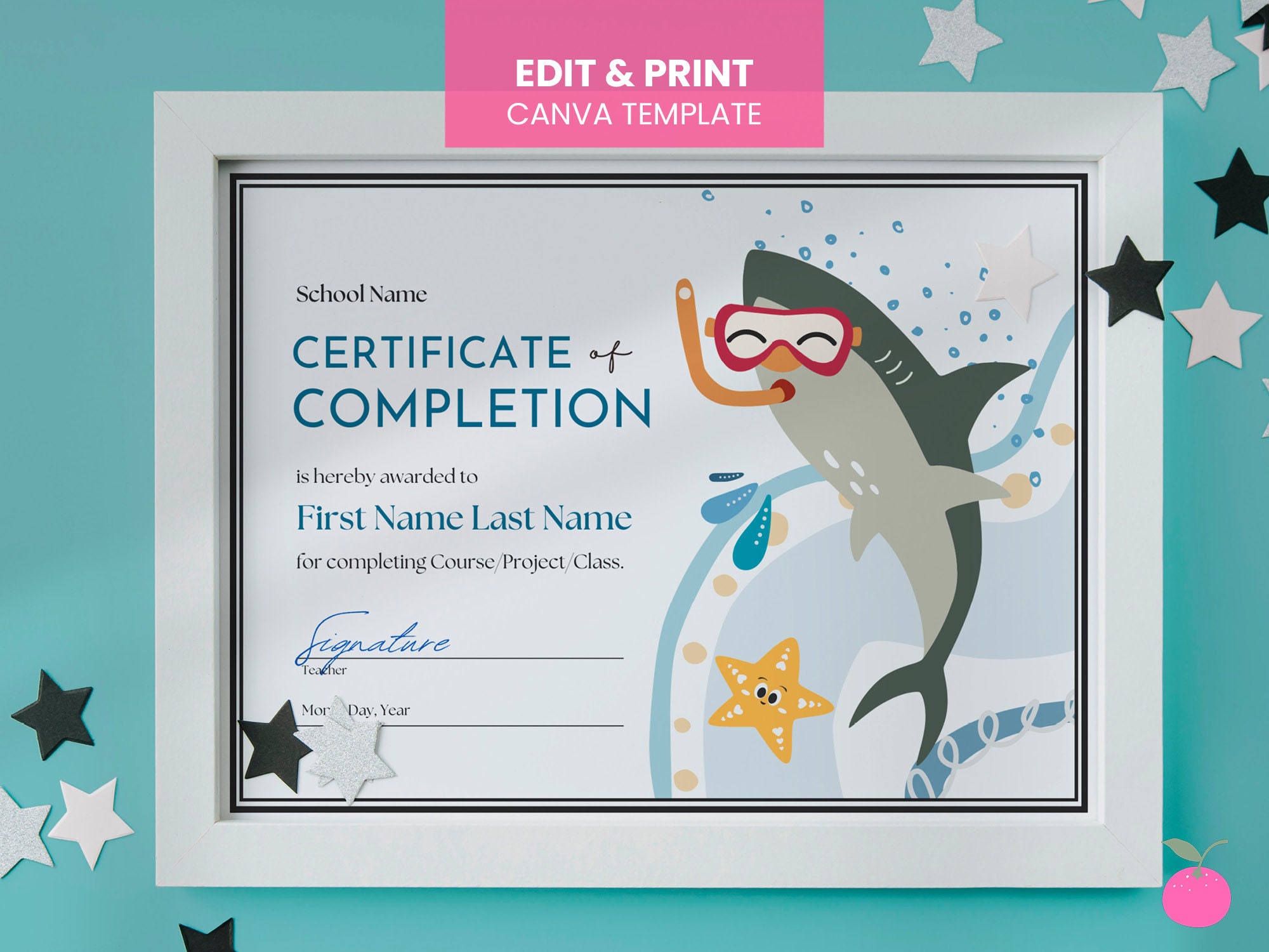 Editable Swimming Certificate of Completion for Summer Camp or Water ...