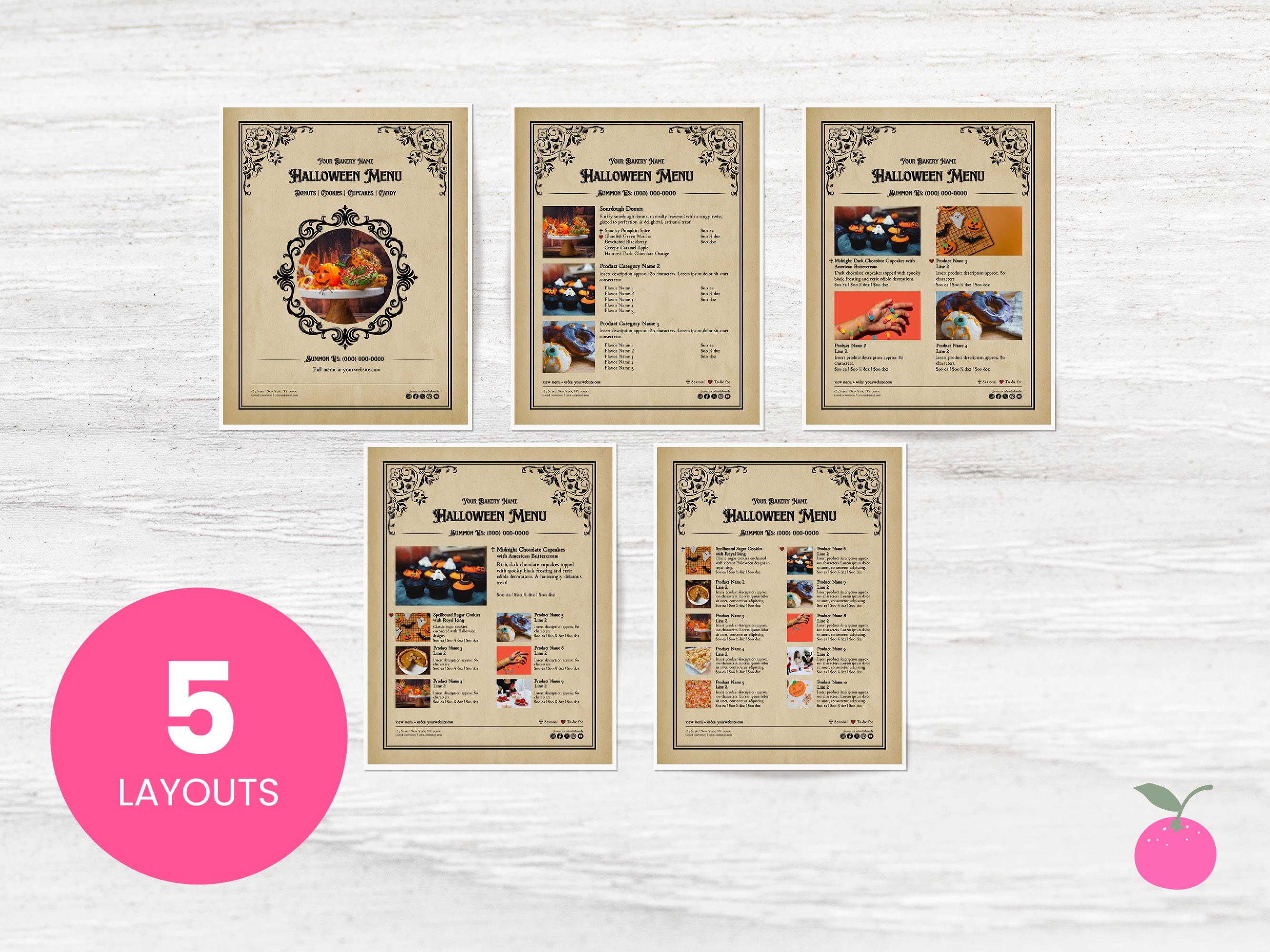 Editable Halloween Bakery Photo Menu for Cookie, Brownie, Cupcake ...