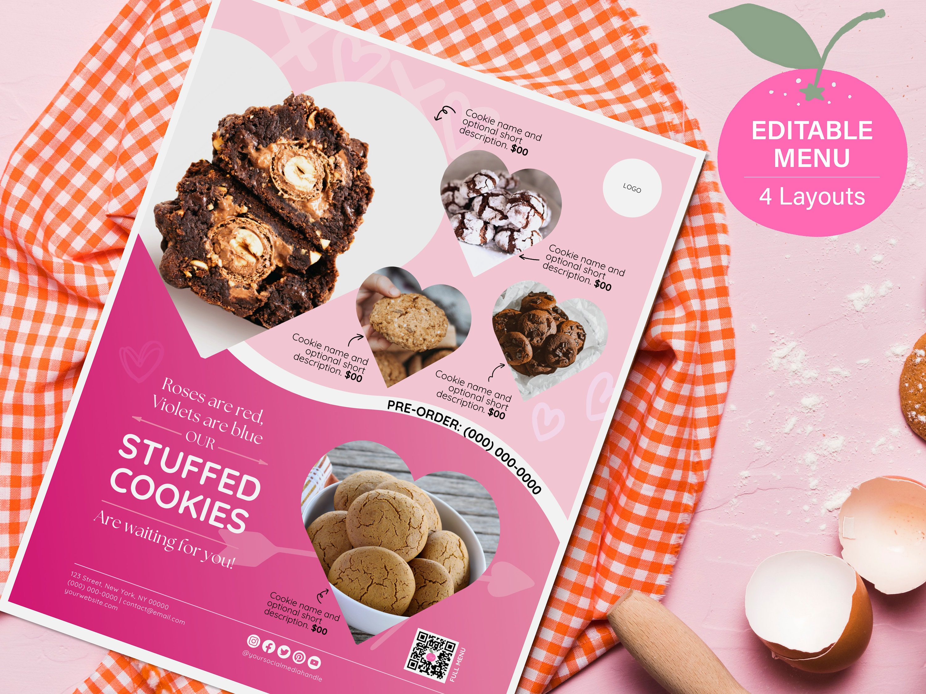 Editable Valentine's Day Bakery Photo Menu, Ad, and Flyer for Gourmet ...