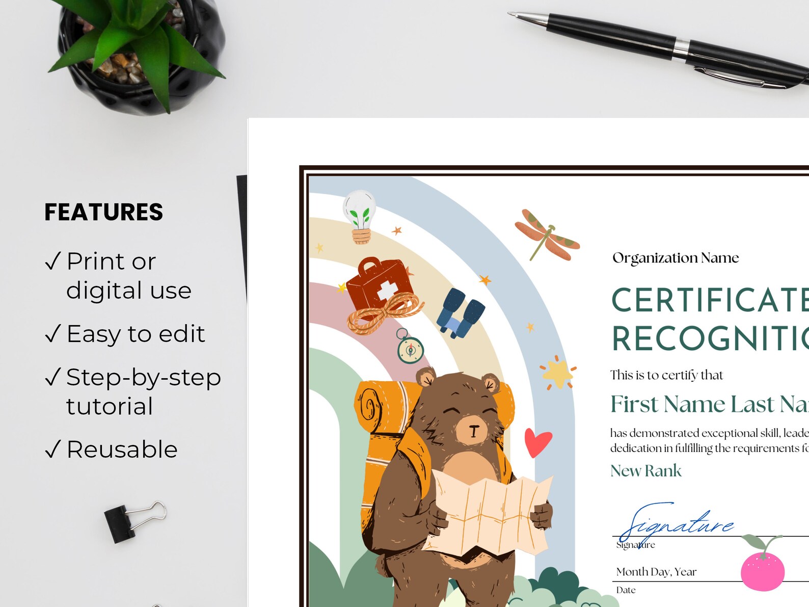 Editable Summer Camp Certificate of Recognition | Scout, Wilderness ...