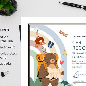 Editable Summer Camp Certificate of Recognition | Scout, Wilderness ...