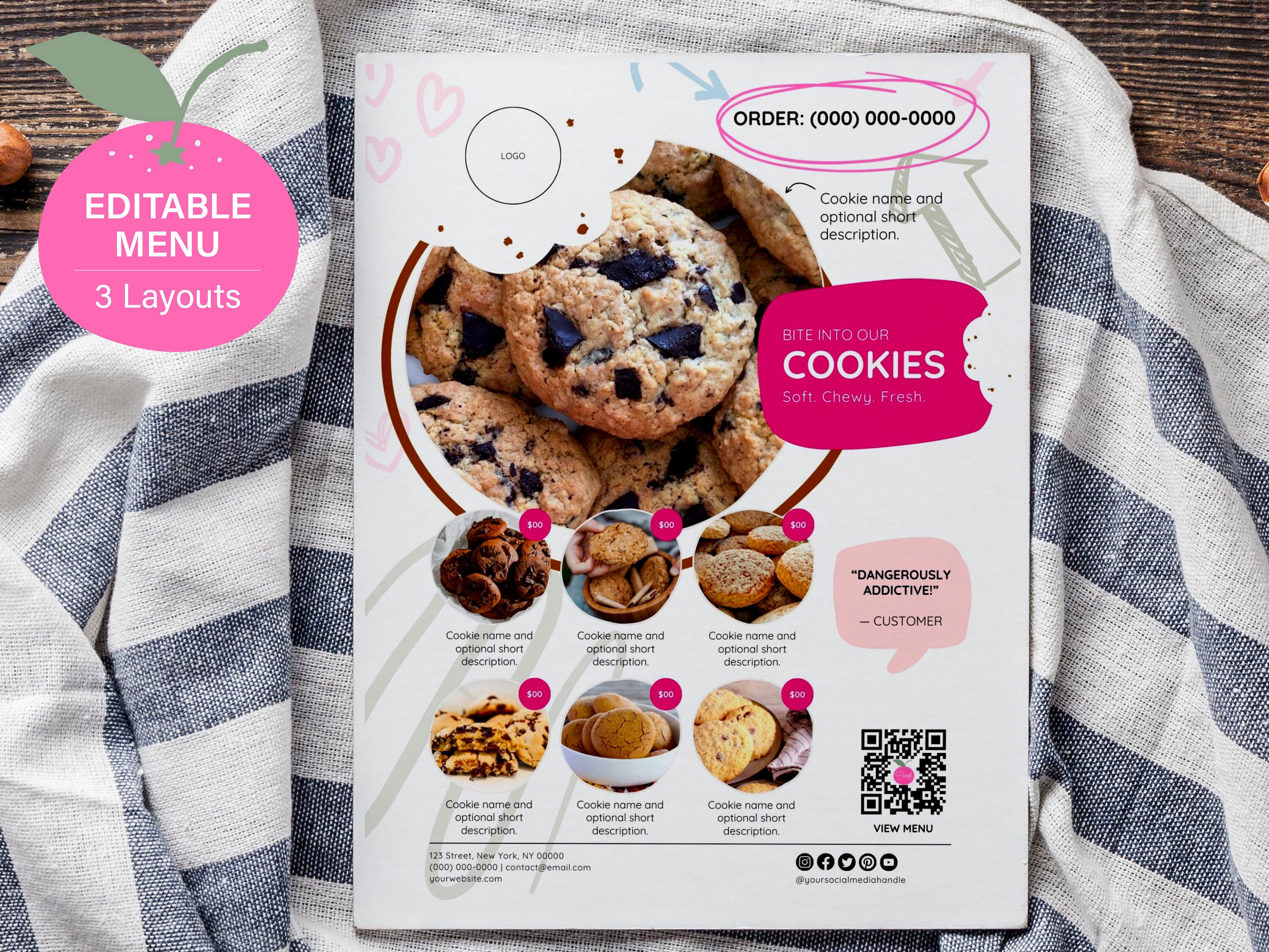 Editable Bakery Photo Menu, Flyer, Ad for Gourmet Cookies Customizable ...