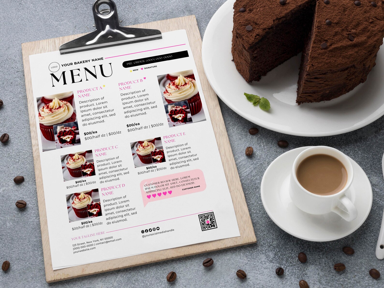Editable Bakery Menu Price List for Stuffed Dessert, Cookie, Brownie ...