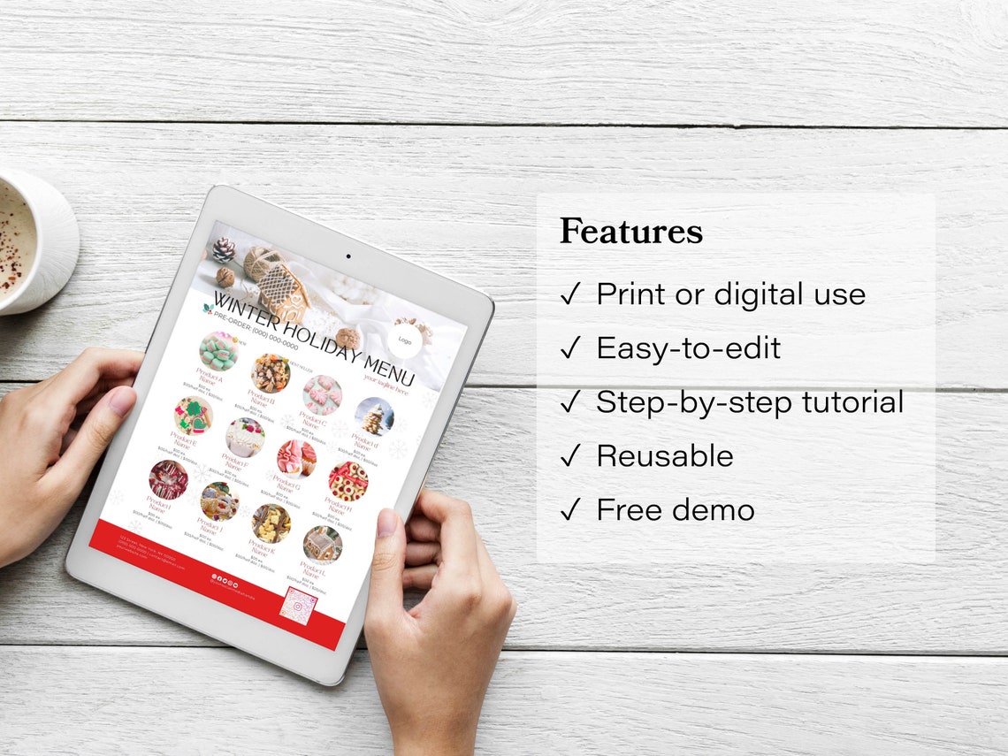 Editable Holiday Bakery Menu Price List for Gourmet Cookie, Brownie ...