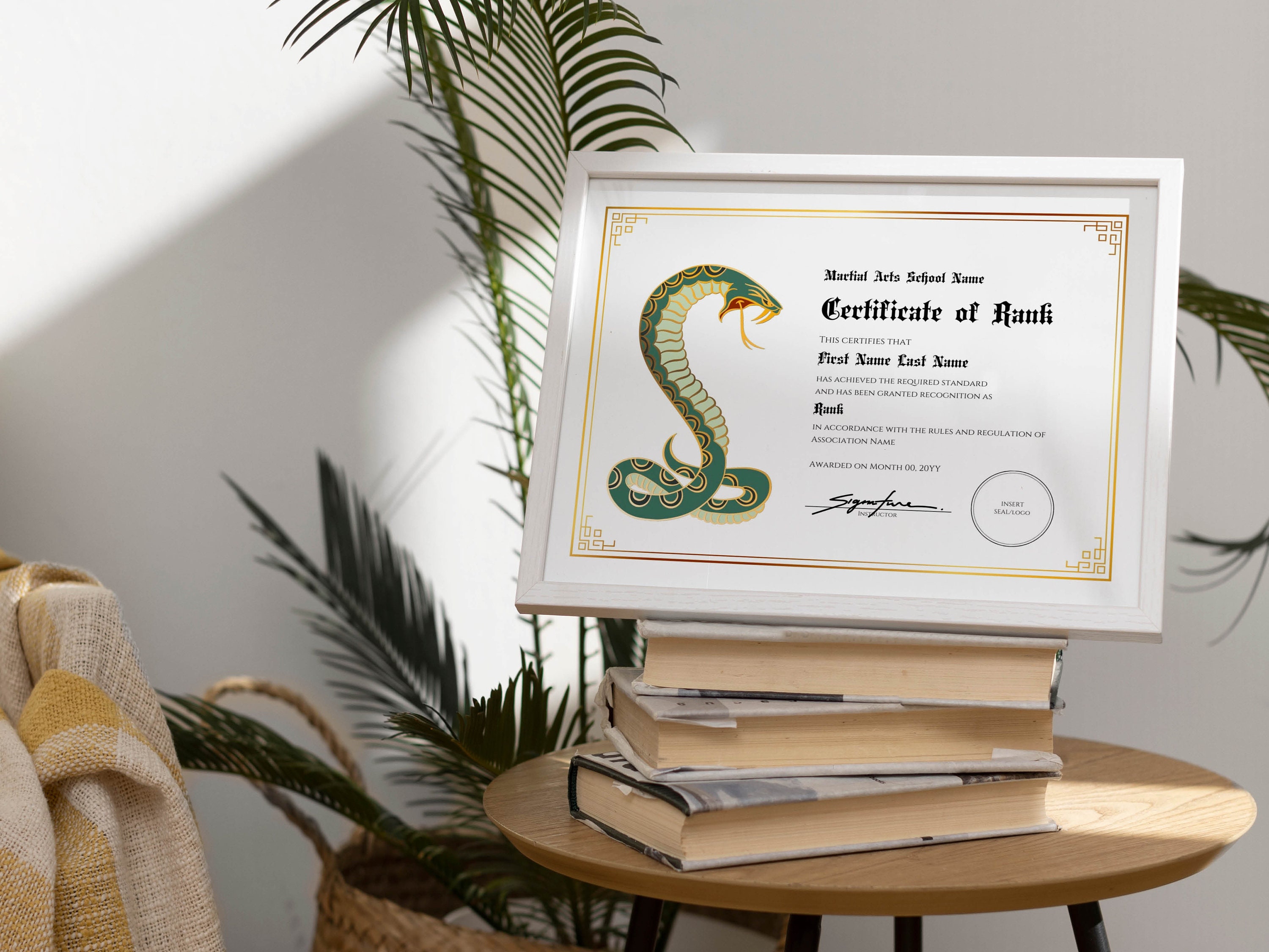 Editable Certificate of Rank Recognition | Snake Style Martial Arts ...