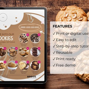 Editable Bakery Photo Menu, Flyer, Ad for Gourmet Cookies ...
