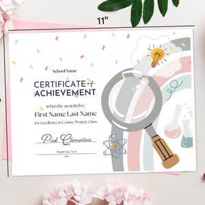 Editable Science Certificate of Achievement for Student | Award for ...