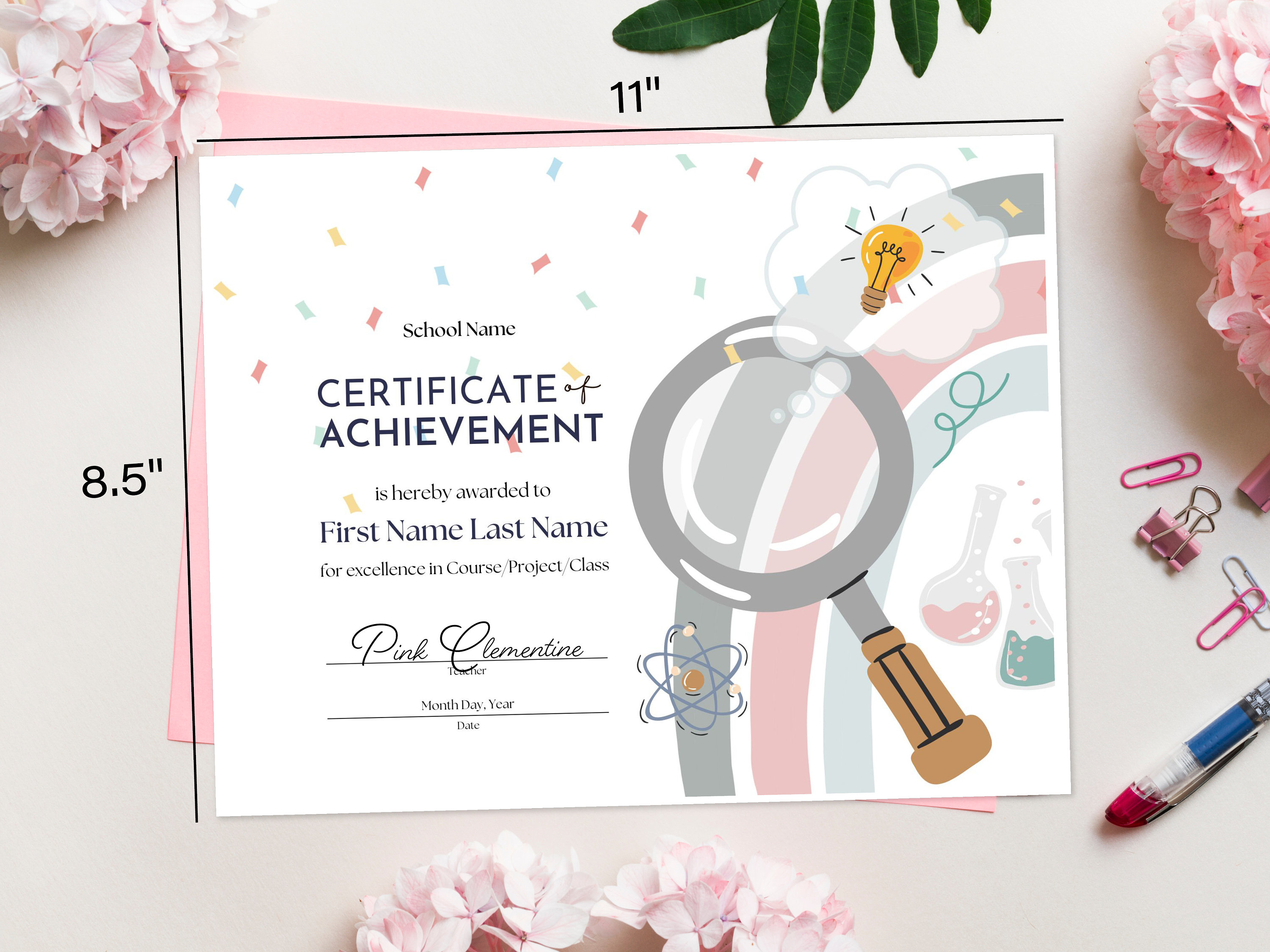 Editable Science Certificate of Achievement for Student | Award for ...