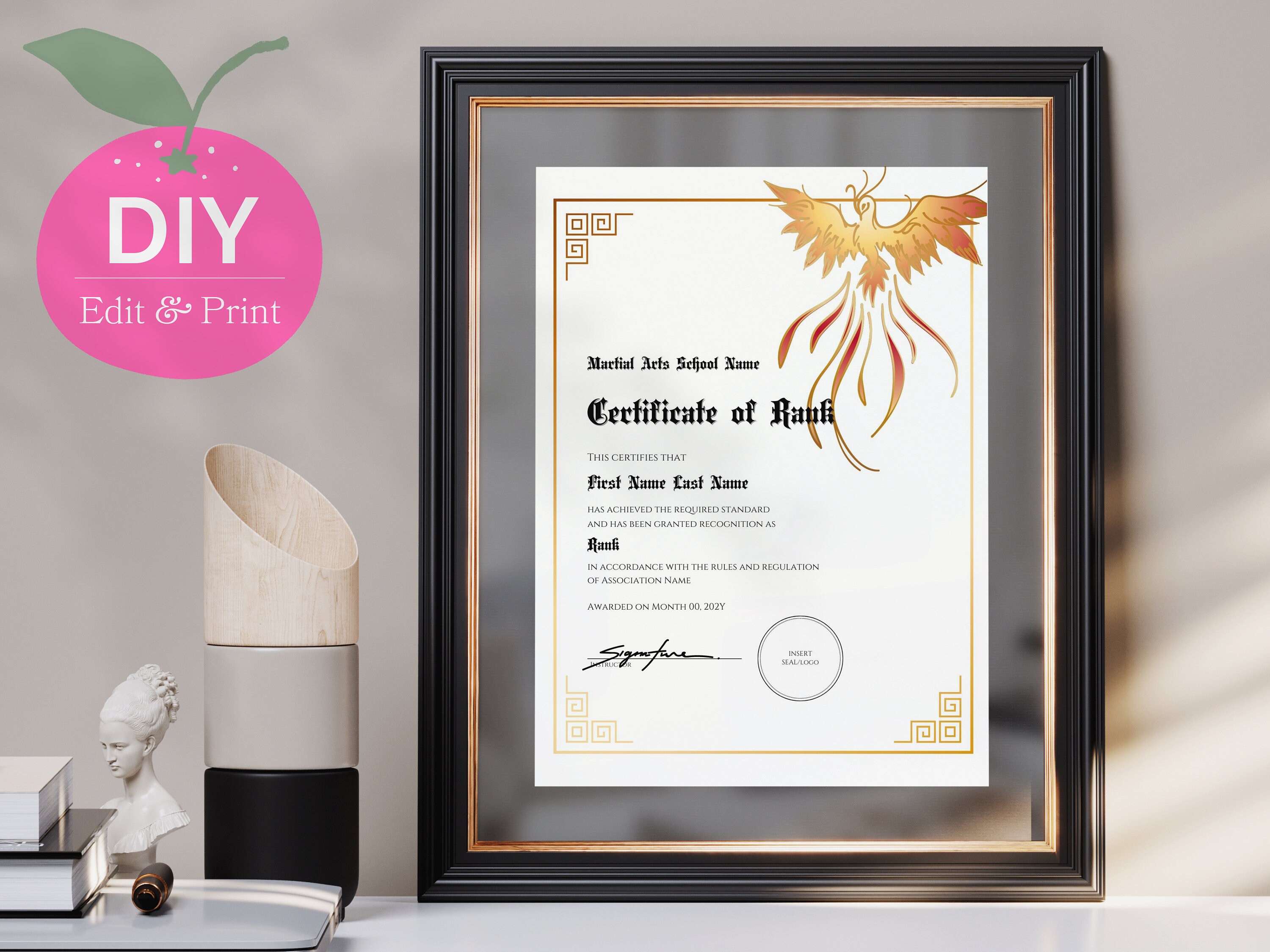 Editable Certificate of Rank Recognition | Gold Phoenix Martial Arts ...