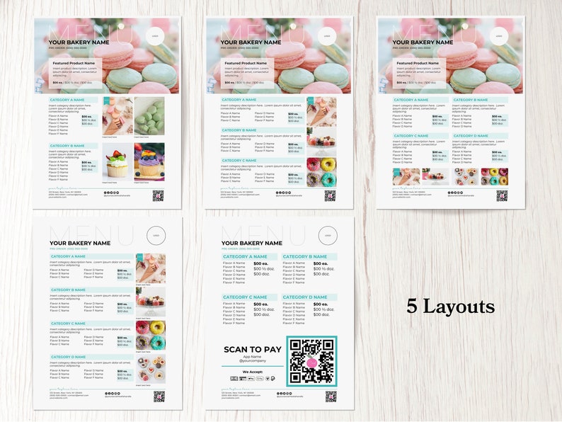 Editable Bakery Photo Menu & Flyer for Gourmet Cookie, Brownie, Cupcake ...