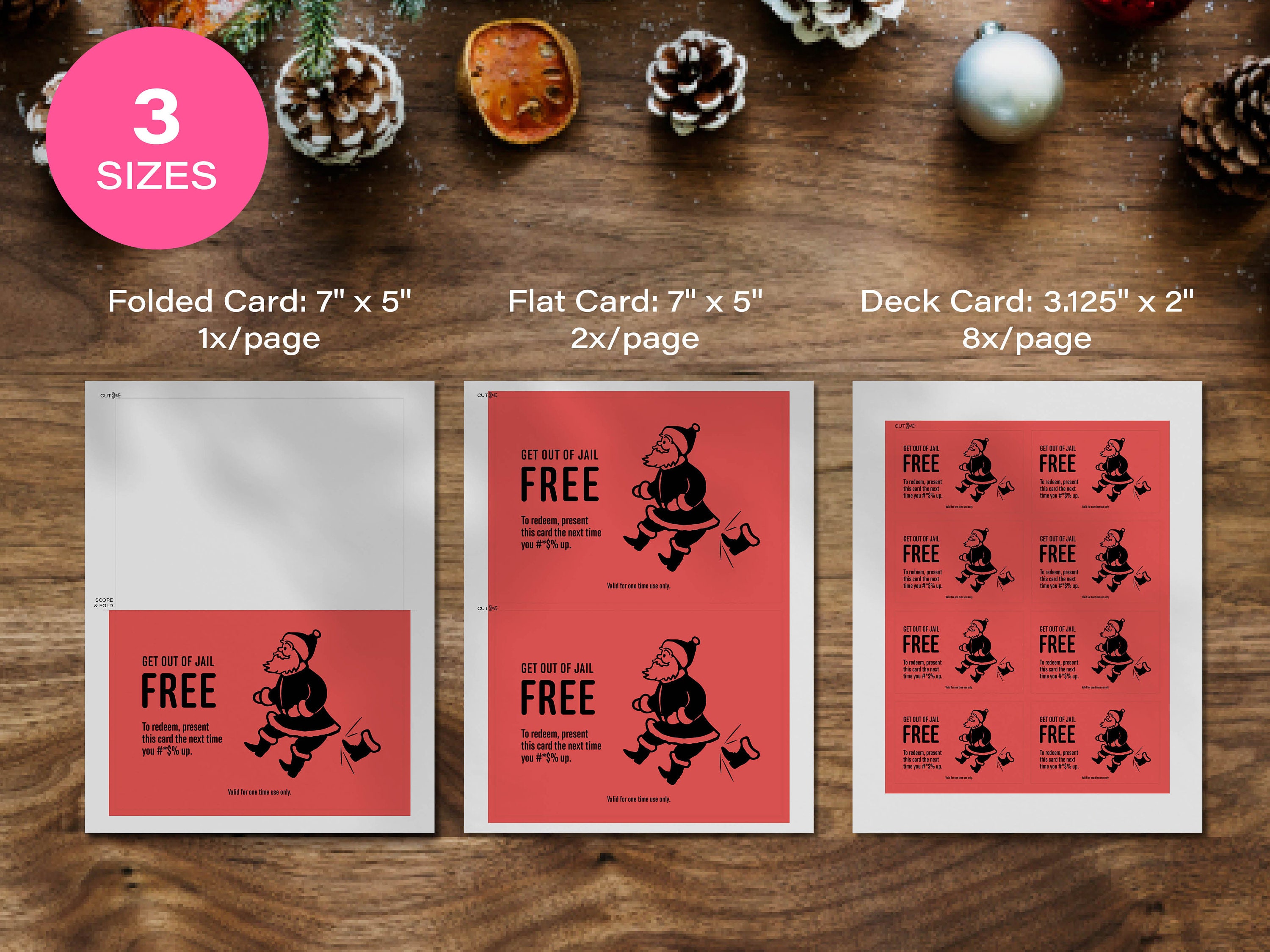 Santa Claus Get Out of Jail Free Card Funny Parody Christmas Card ...