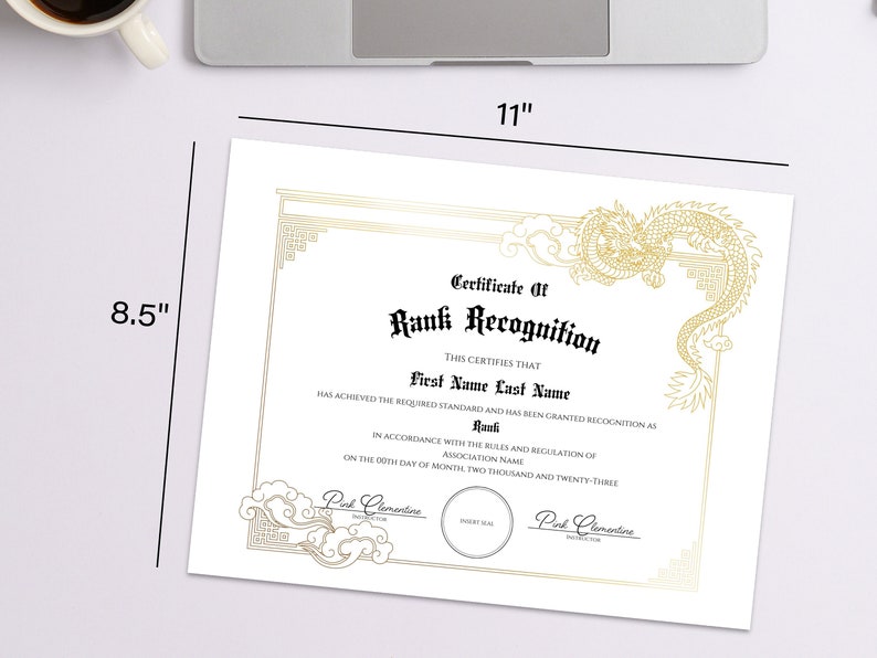 Editable Martial Arts Certificate of Rank Recognition | Customizable ...