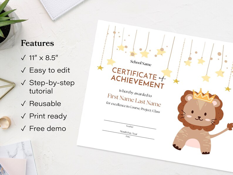 Editable Certificate of Achievement for Student | Recognition of ...