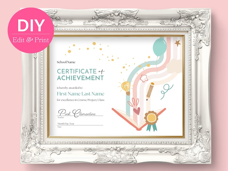 Editable Certificate of Achievement for Students | Kids Award for ...