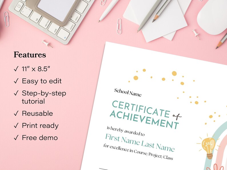 Editable Certificate of Achievement for Students | Kids Award for ...