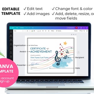 Editable Music Recital Certificate of Achievement | Piano, Violin ...