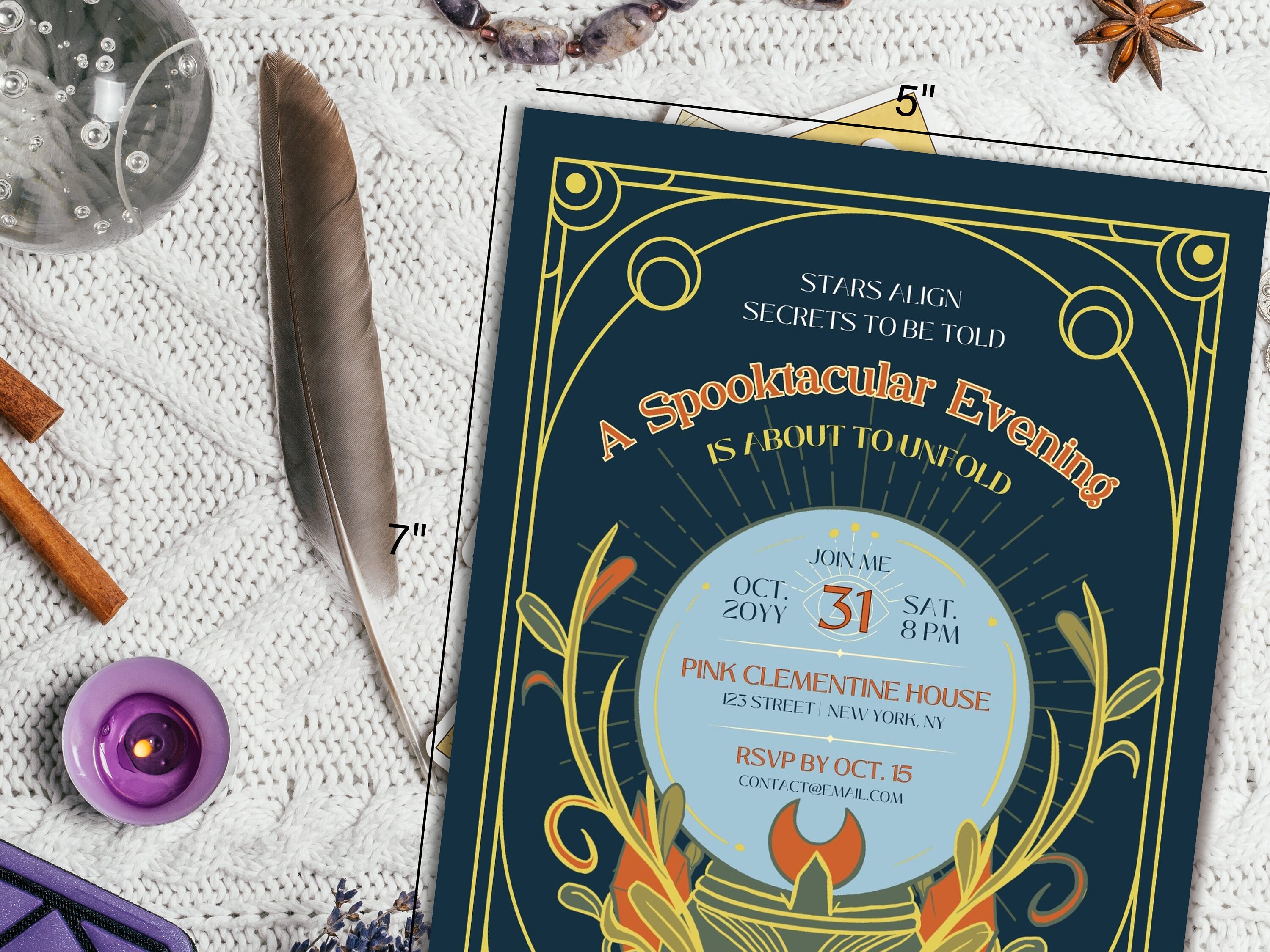 Editable Birthday and Halloween Invite | Fortune Telling, Crystal Ball ...