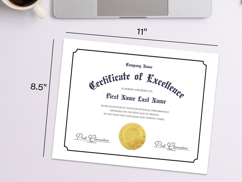Editable Certificate of Excellence Achievement Completion Recognition ...