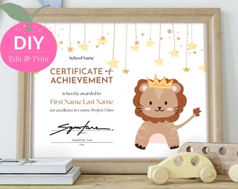 Editable Certificate of Achievement Template. Award Template. - Etsy UK