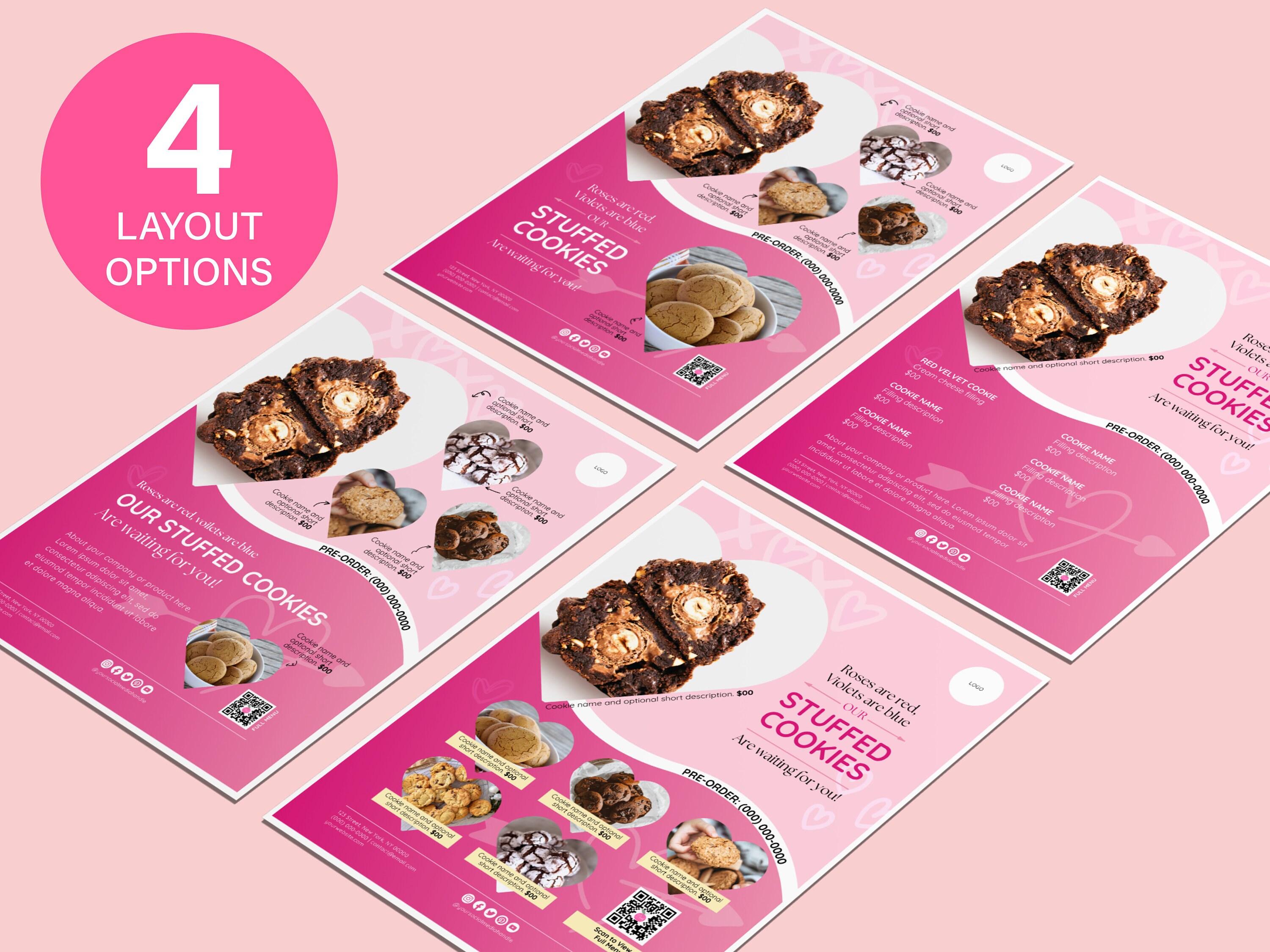 Editable Valentine's Day Bakery Photo Menu, Ad, and Flyer for Gourmet ...