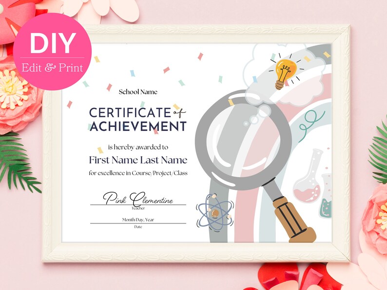 Editable Science Certificate of Achievement for Student | Award for ...