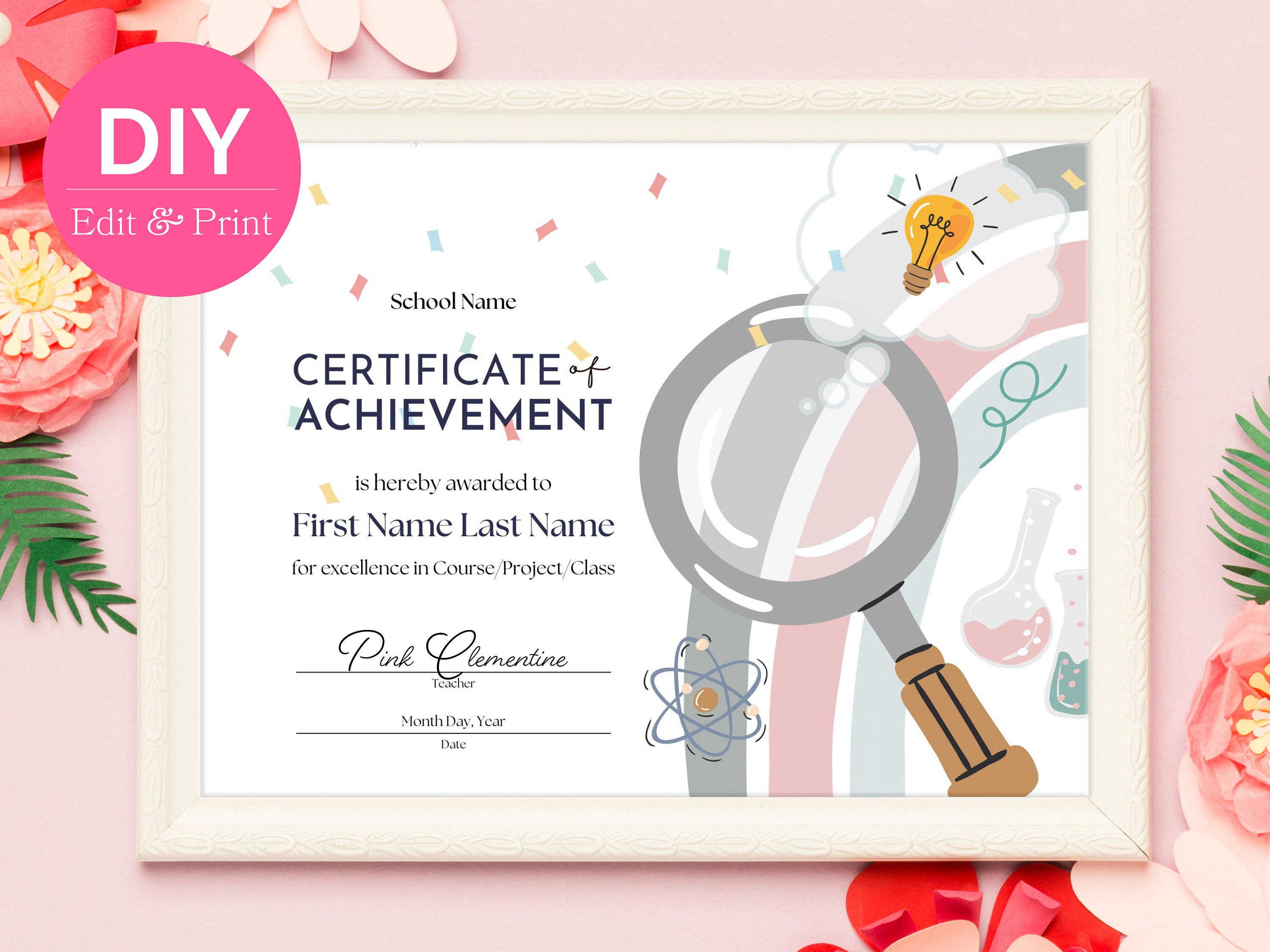 Editable Science Certificate of Achievement for Student | Award for ...