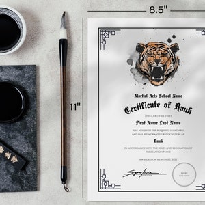 Editable Certificate of Rank Recognition | Tiger Martial Arts Award ...