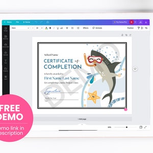 Editable Swimming Certificate of Completion for Summer Camp or Water ...