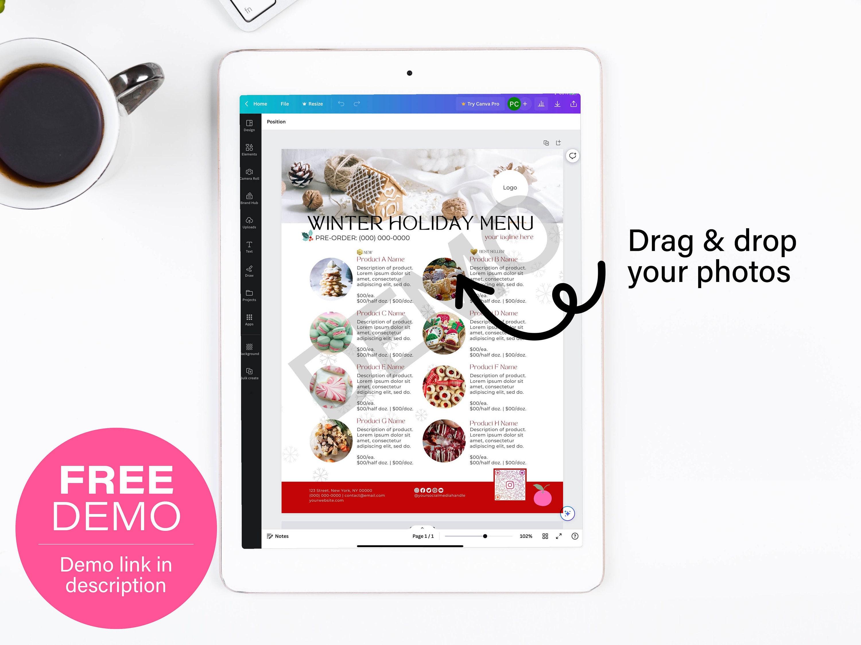 Editable Holiday Bakery Menu Price List for Gourmet Cookie, Brownie ...