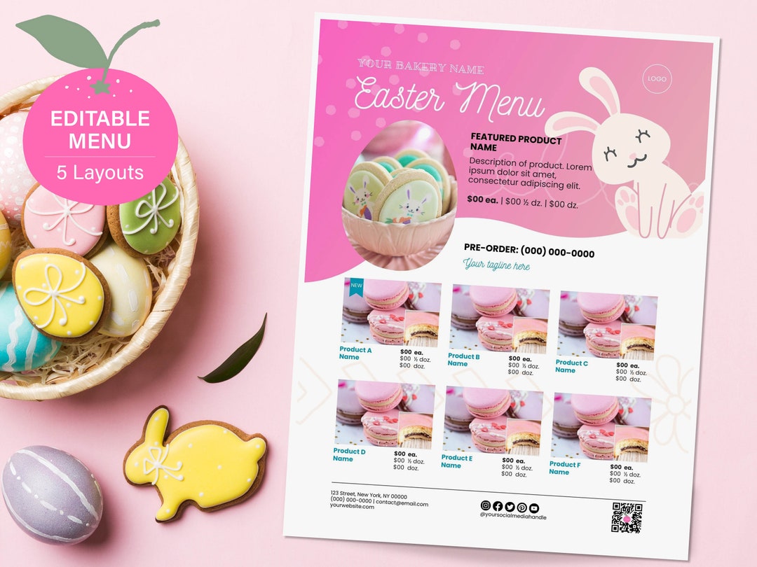 Editable Easter Bakery Photo Menu for Gourmet Stuffed Cookie - Etsy
