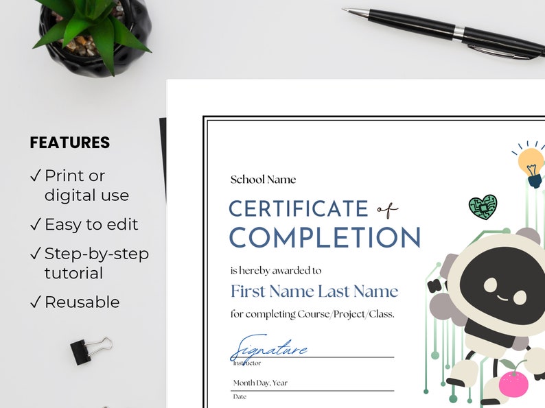 Editable STEM Certificate of Completion | Science, Tech, Engineering ...