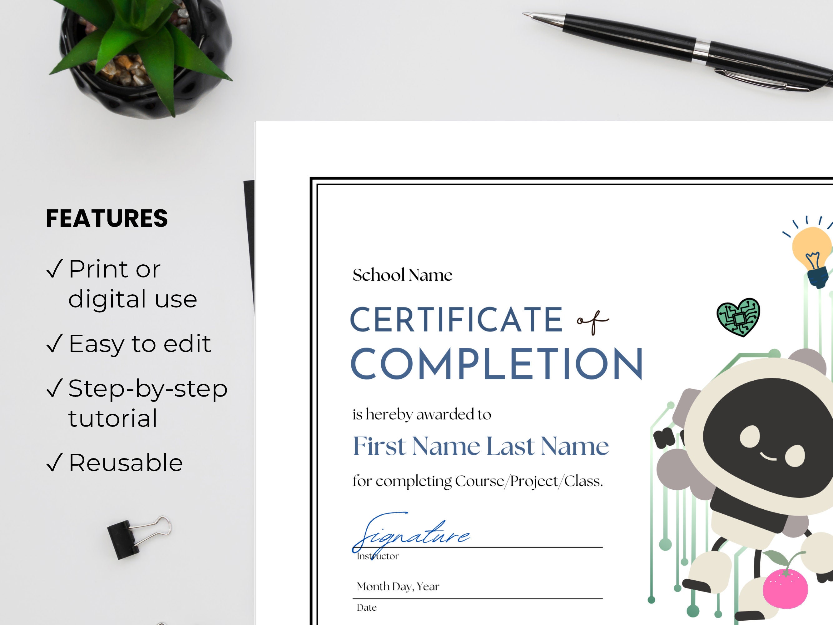 Editable STEM Certificate of Completion | Science, Tech, Engineering ...