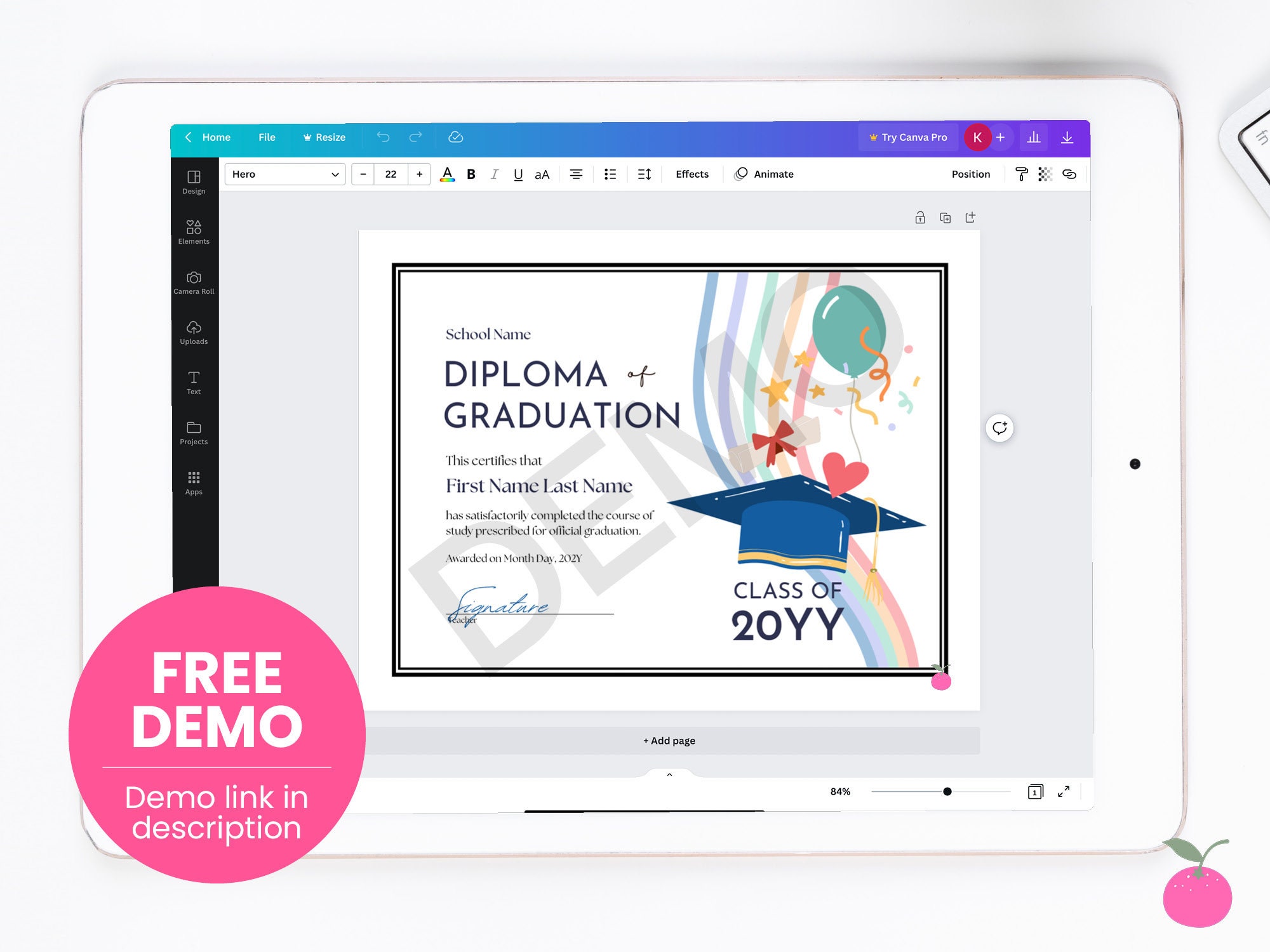 Editable Graduation Diploma Certificate Award for Pre-school ...