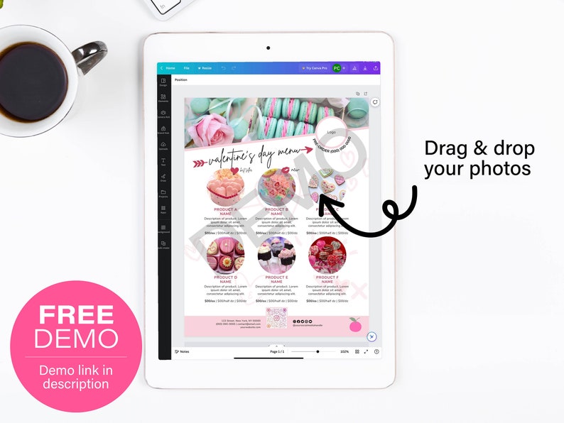 Editable Bakery Menu Price List for Gourmet Cookie, Cupcake, Macaron ...