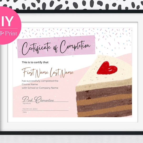 Cake Certificate Template - Etsy