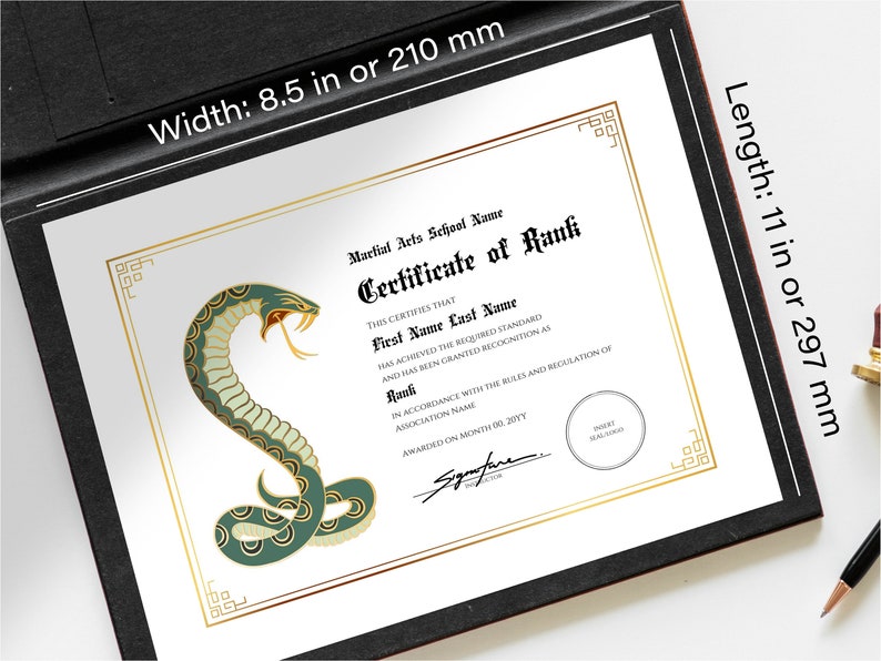 Editable Certificate of Rank Recognition | Snake Style Martial Arts ...
