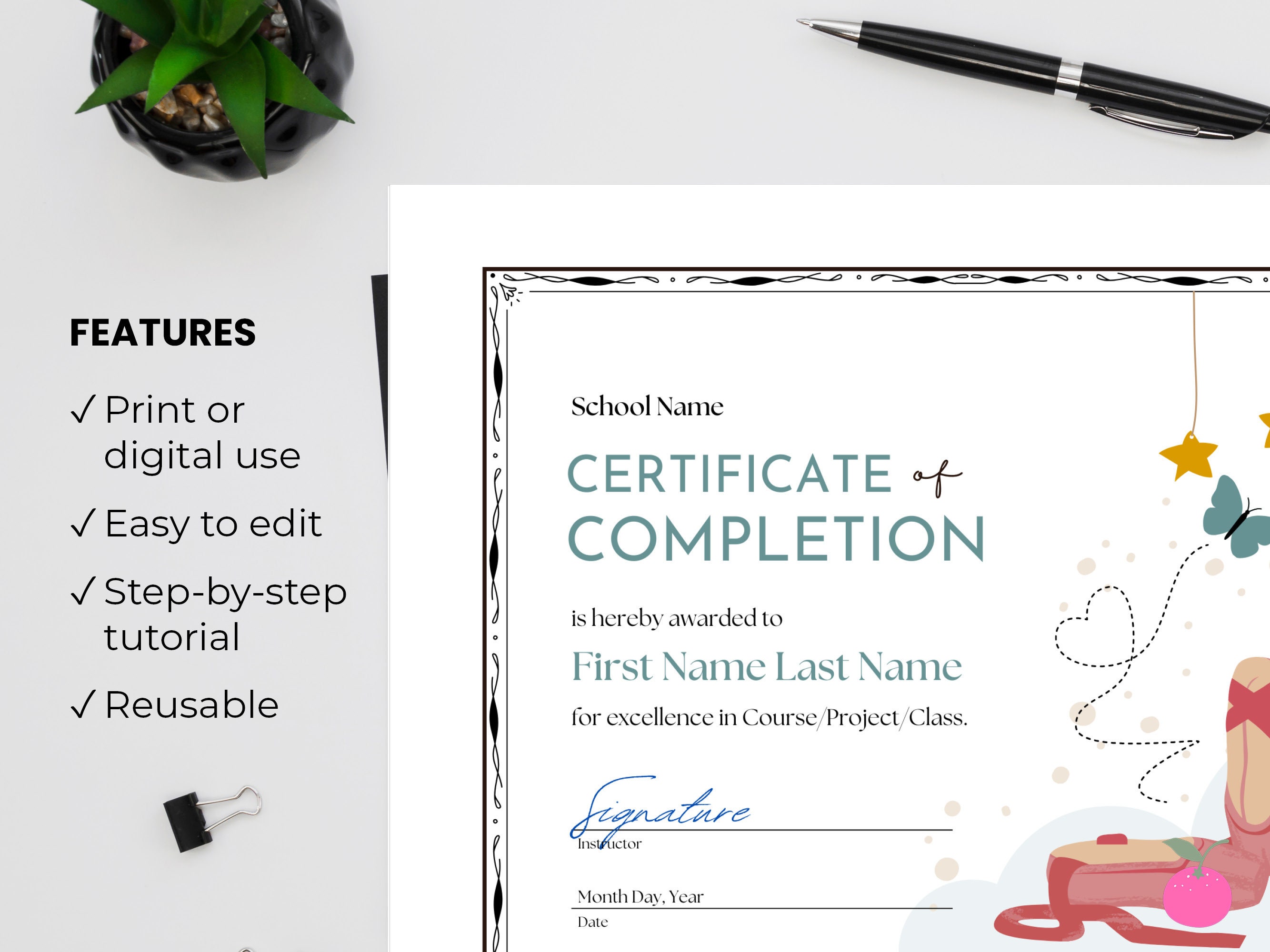Editable Ballet Dance Certificate of Completion for School, Recital ...