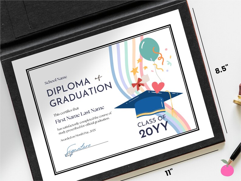 Editable Graduation Diploma Certificate Award for Pre-school ...