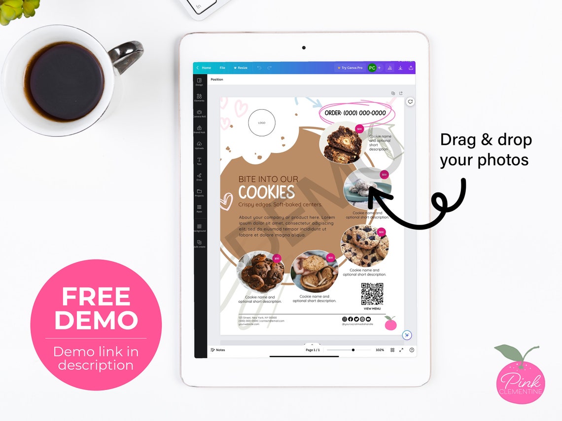 Editable Bakery Photo Menu, Flyer, Ad for Gourmet Cookies ...