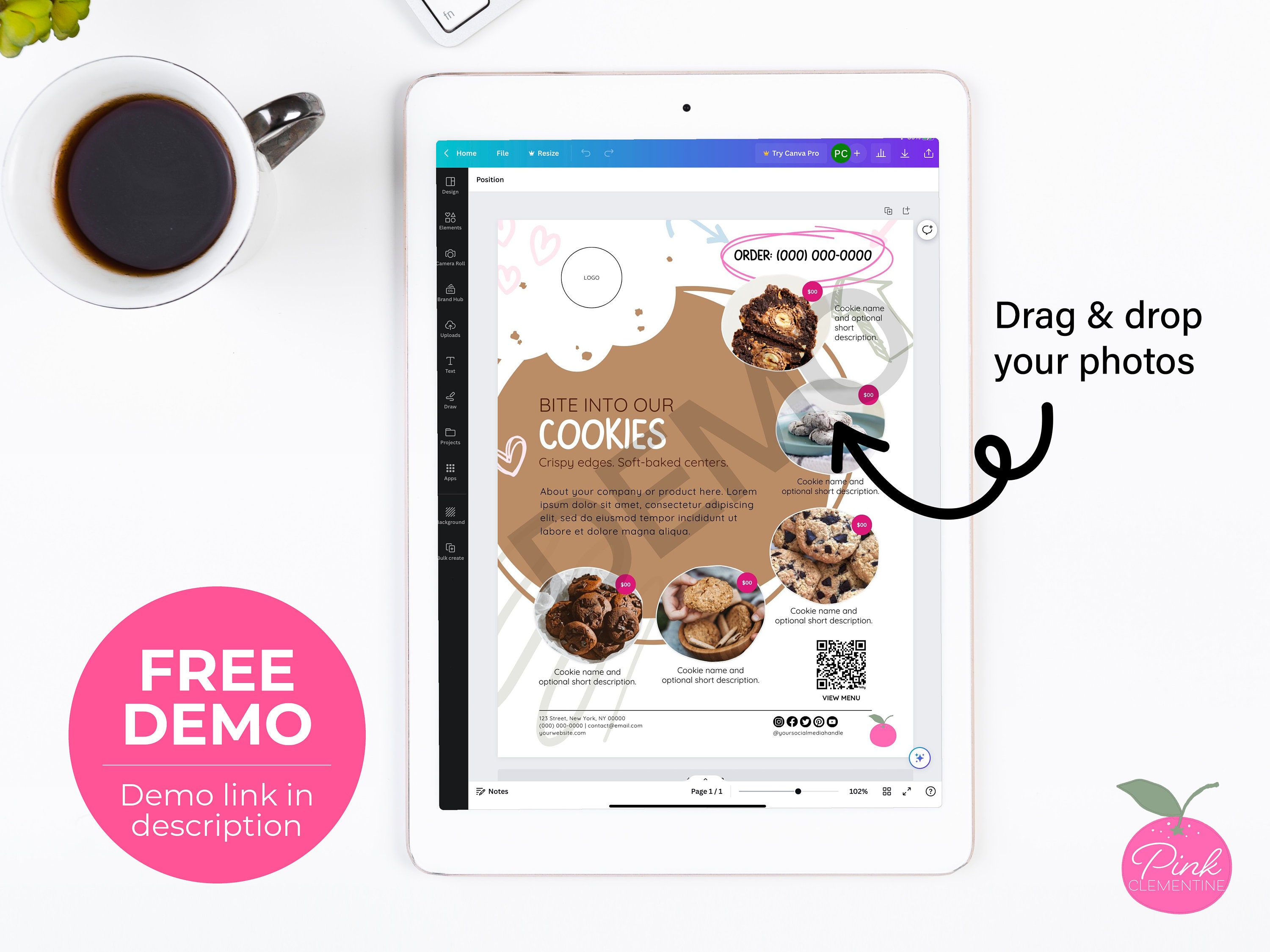 Editable Bakery Photo Menu, Flyer, Ad for Gourmet Cookies ...