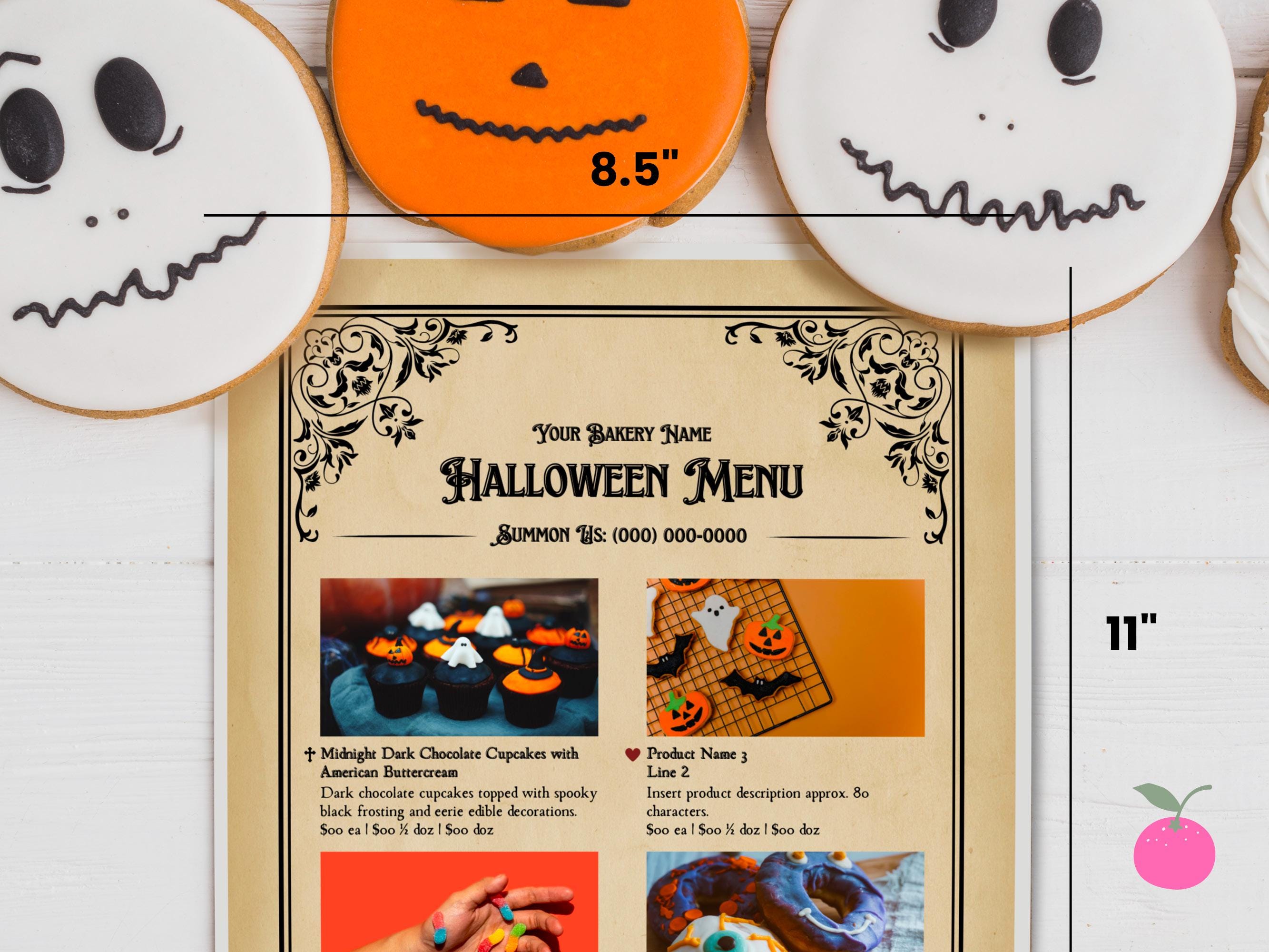 Editable Halloween Bakery Photo Menu for Cookie, Brownie, Cupcake ...