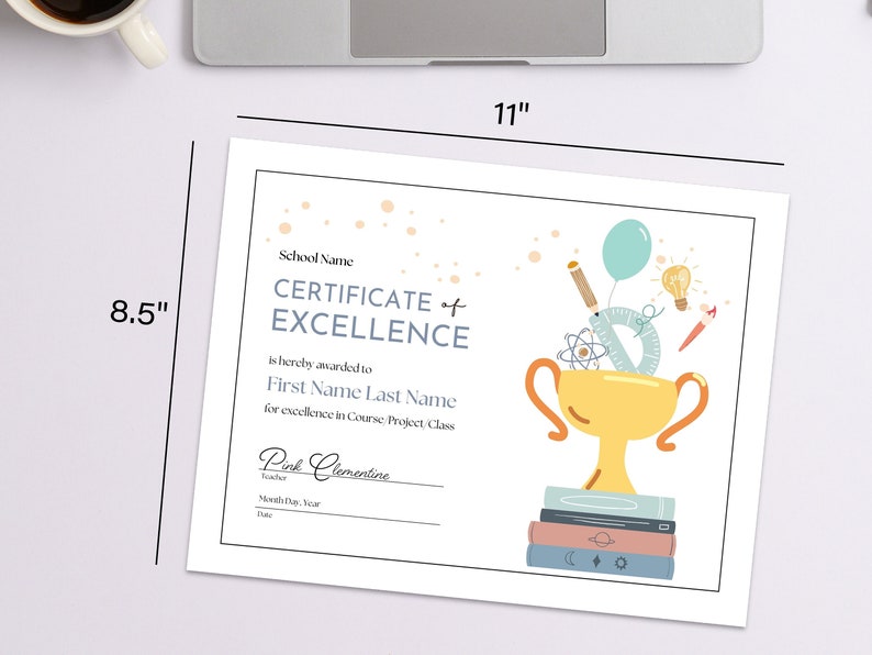 Editable Certificate of Excellence for Students | Class, Project ...