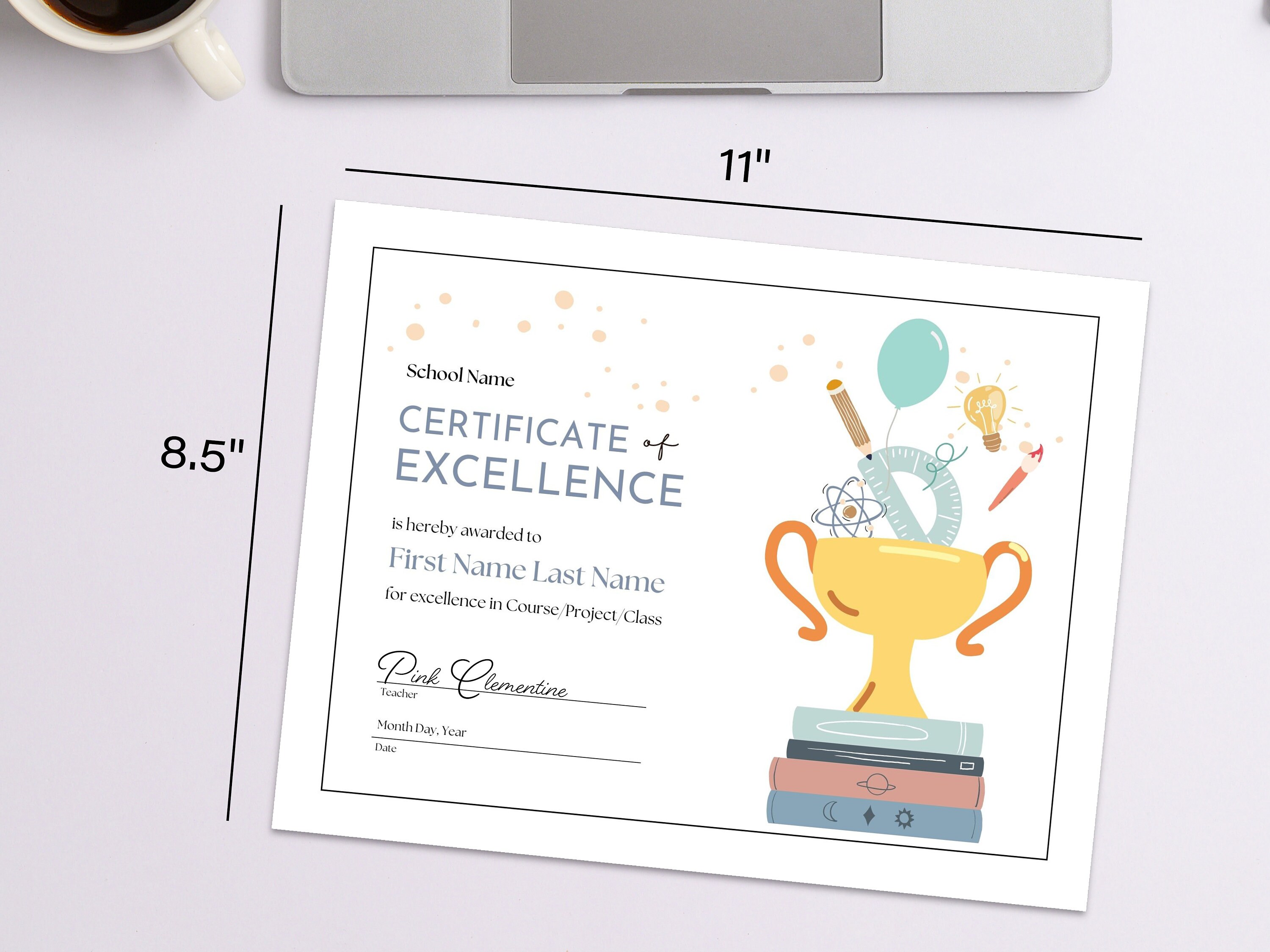Editable Certificate of Excellence for Students | Class, Project ...
