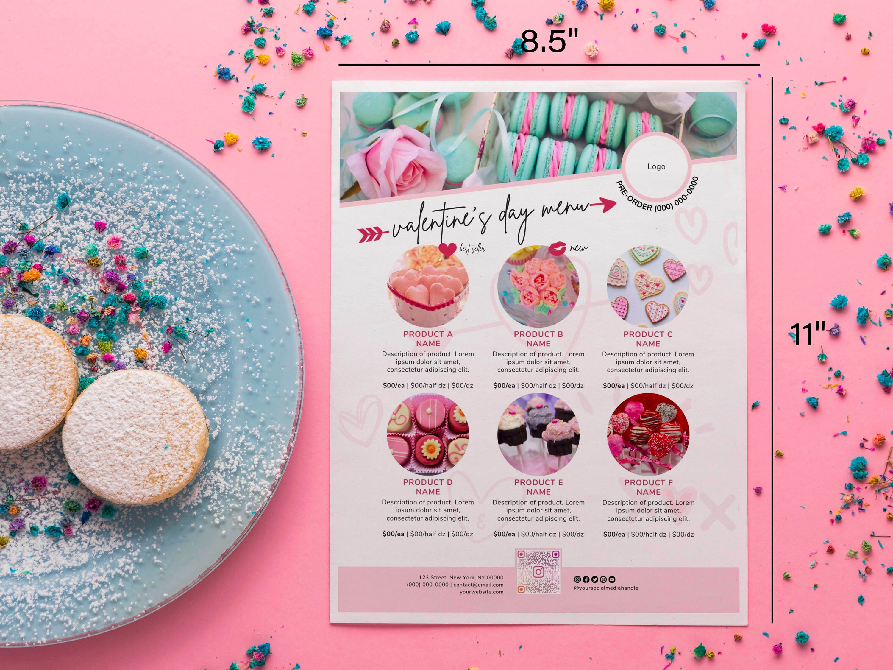 Editable Bakery Menu Price List for Gourmet Cookie, Cupcake, Macaron ...