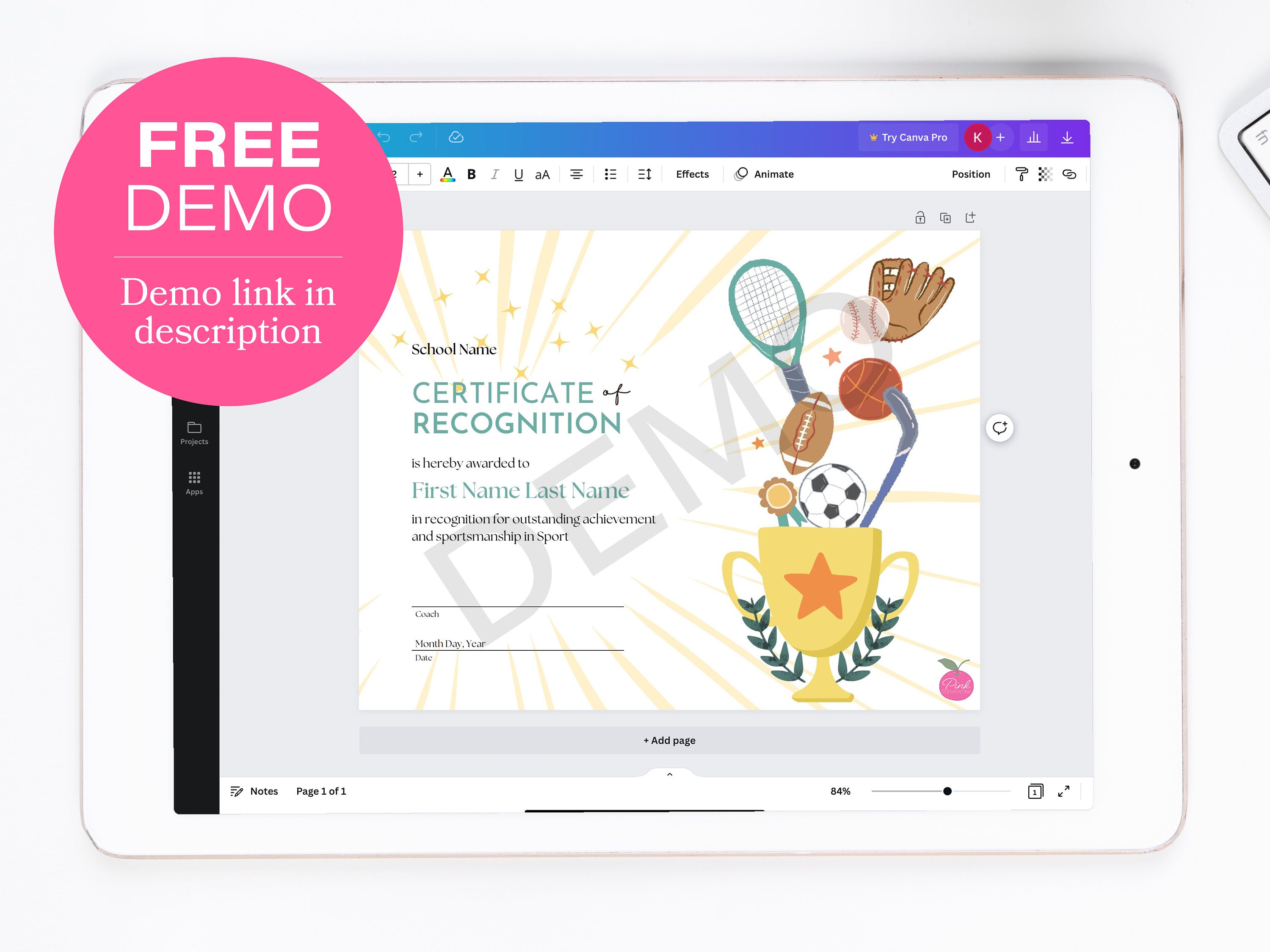 Editable Sport Certificate of Recognition for Student or Athlete | Team ...