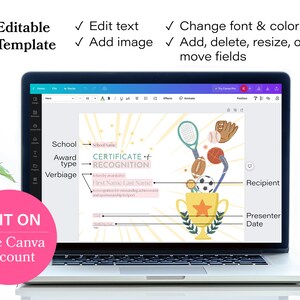 Editable Sport Certificate of Recognition for Student or Athlete | Team ...